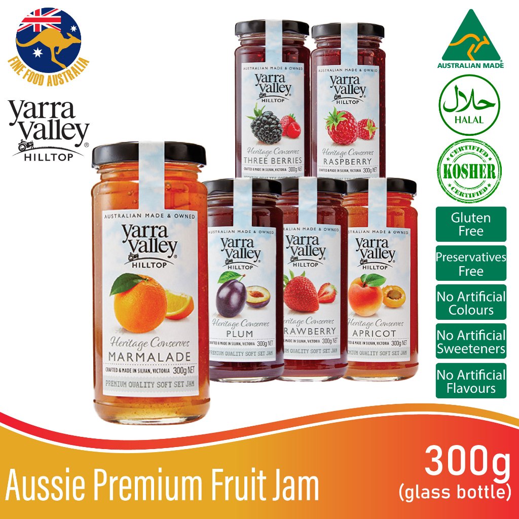 Australia's Yarra Valley Hilltop Fruit Jam 300g | Glass Jar ...