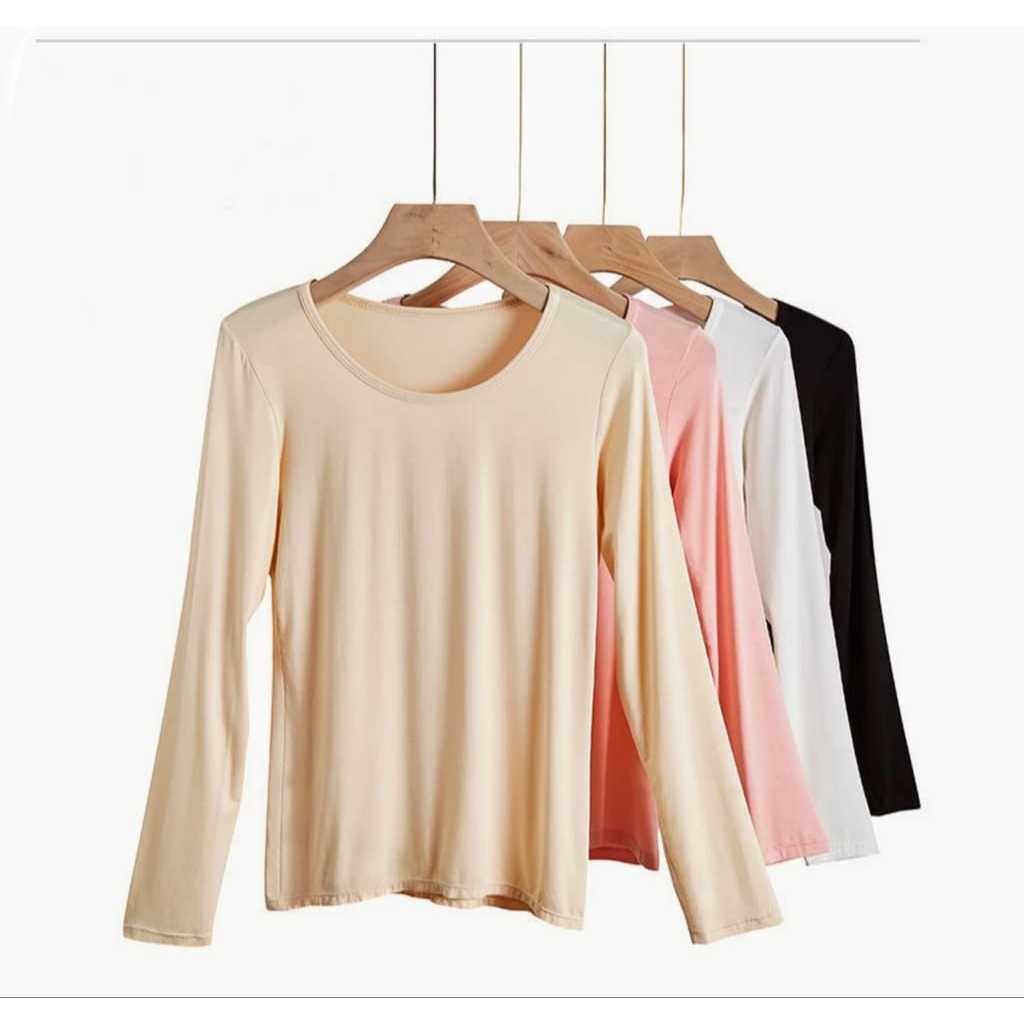 Inner Baju Lengan Panjang Muslimah Inner Plus Size iner Cotton S to XXL ...