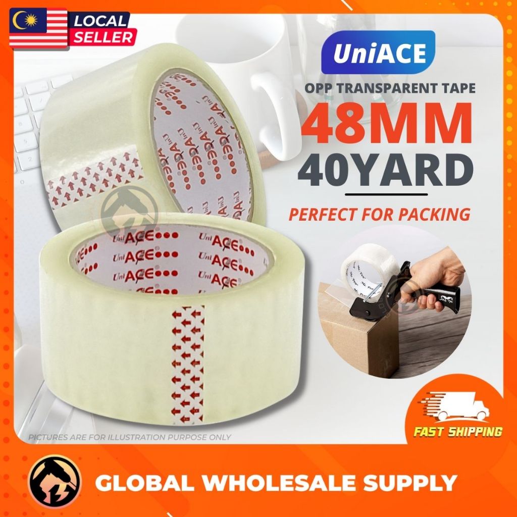 [READY STOCK] UNIACE 24/ 48mm x 40yard OPP Tape Transparent Tape Clear ...