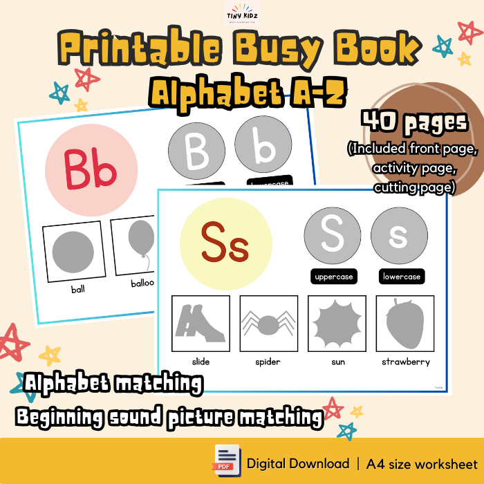 B001- PDF Digital Printable Alphabet Busy Book for kids, homeschool ...