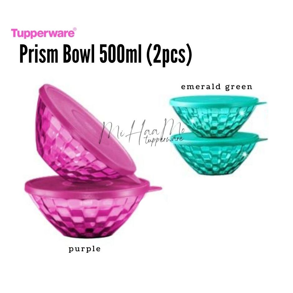 Tupperware Prism Bowl 500ml Acrylic Green / Purple Mangkuk Kedap Air ...