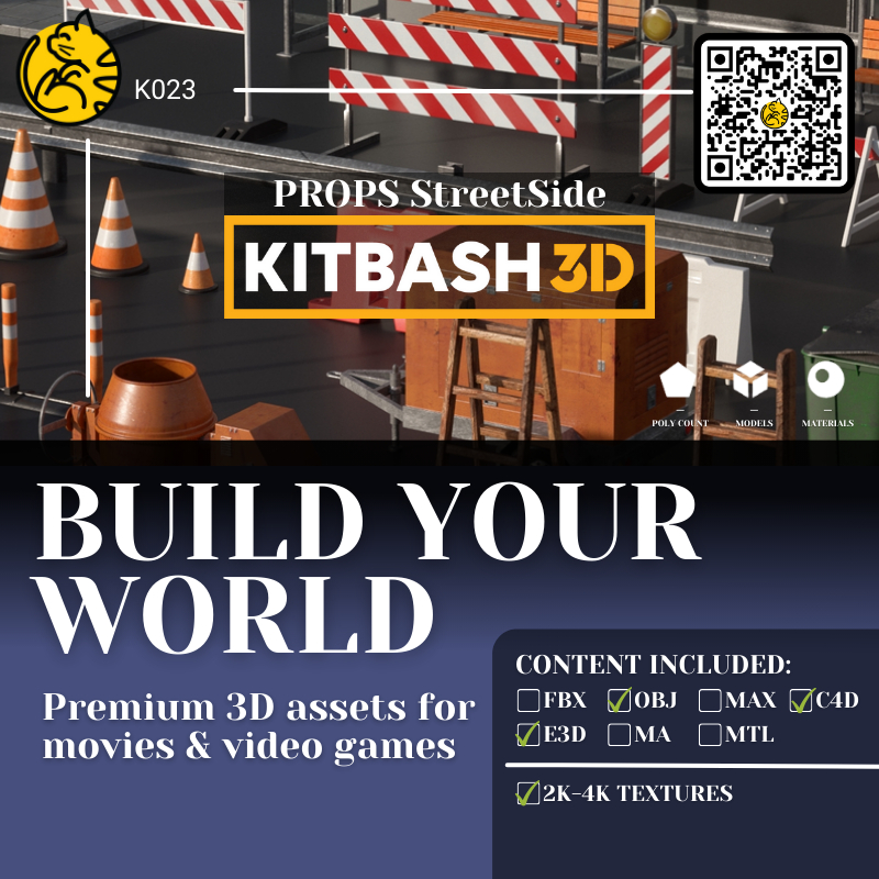 K023-🔥Kitbash3D | Full set【PROPS StreetSide - 219mb】- Detail 3D models 3ds Max | Maya | Cenima4D ...
