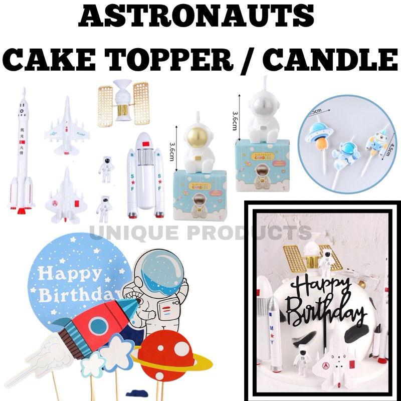 Astronaut Rocket CAKE TOPPER / CANDLE ANGKASAWAN KEK HIASAN | Shopee ...