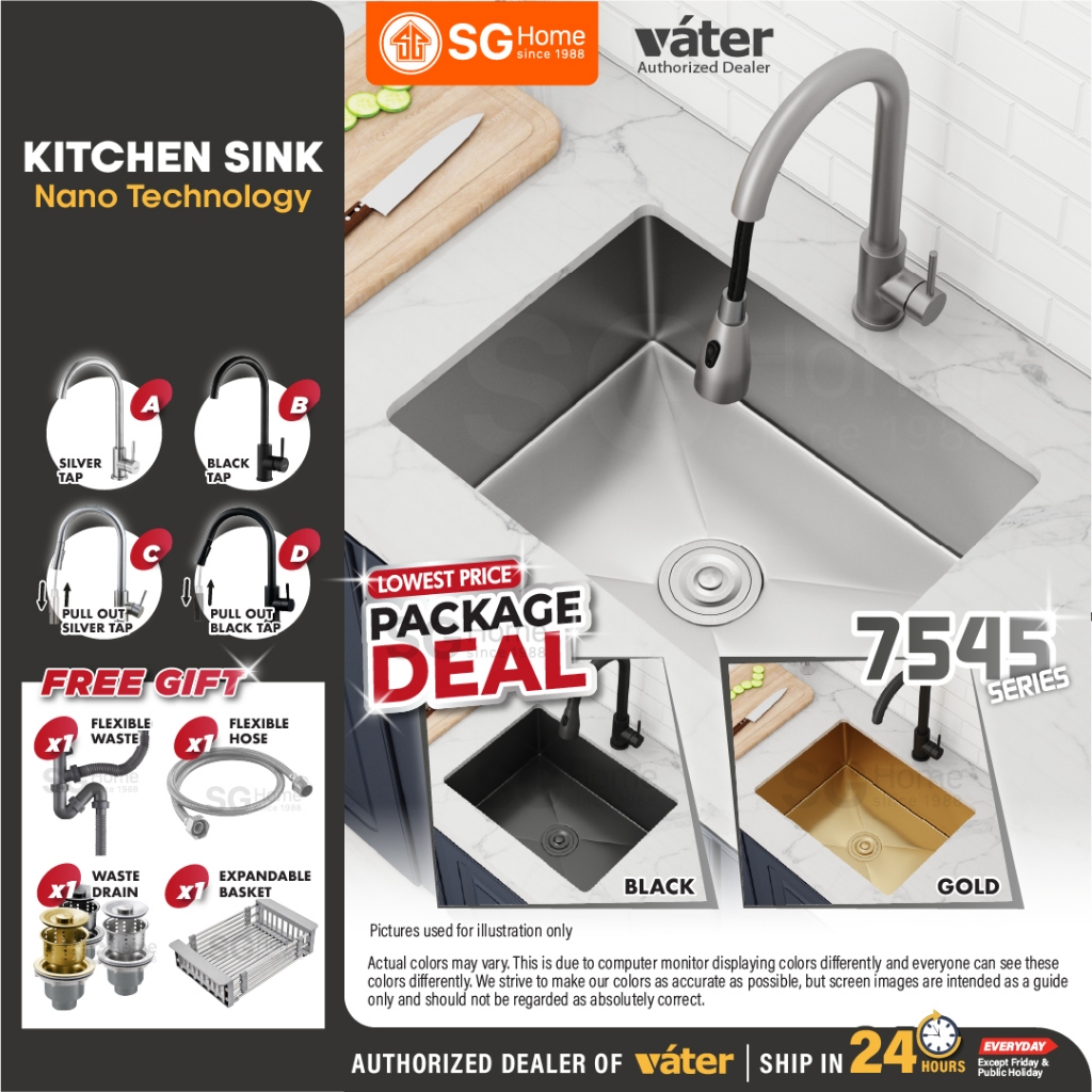 Ready Stock VATER 7545 Premium Nano Sink ABCD Package Deals Stainless ...