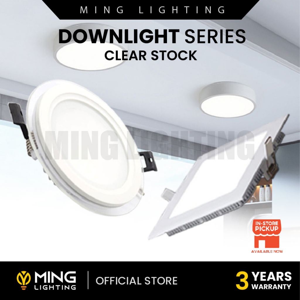 [Clear Stock] LED Downlight Glass Downlights Surface Round Square Down ...
