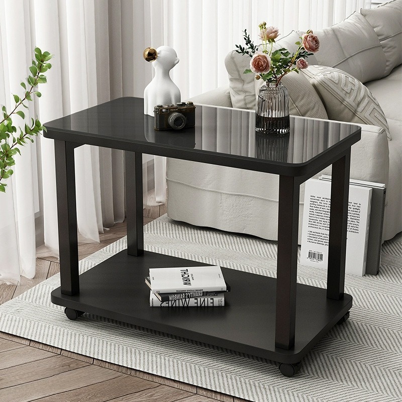 Side Table Cabinet Living Room Home Tempered Glass Coffee Table Small ...