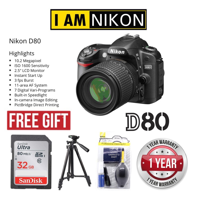 NIKON D80 18-55mm VR (1 YEARS WARRANTY) NIKON DSLR CAMERA EXPECT LEVEL NIKON DSLR | Shopee Malaysia