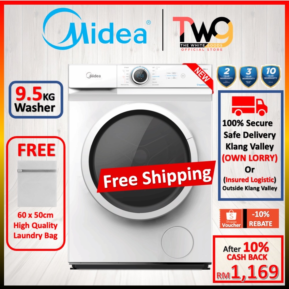 [FREE SHIPPING + GIFT] Hisense / MIDEA Inverter 7.5KG / 8.5KG / 9.5KG Front Load Washer Washing ...