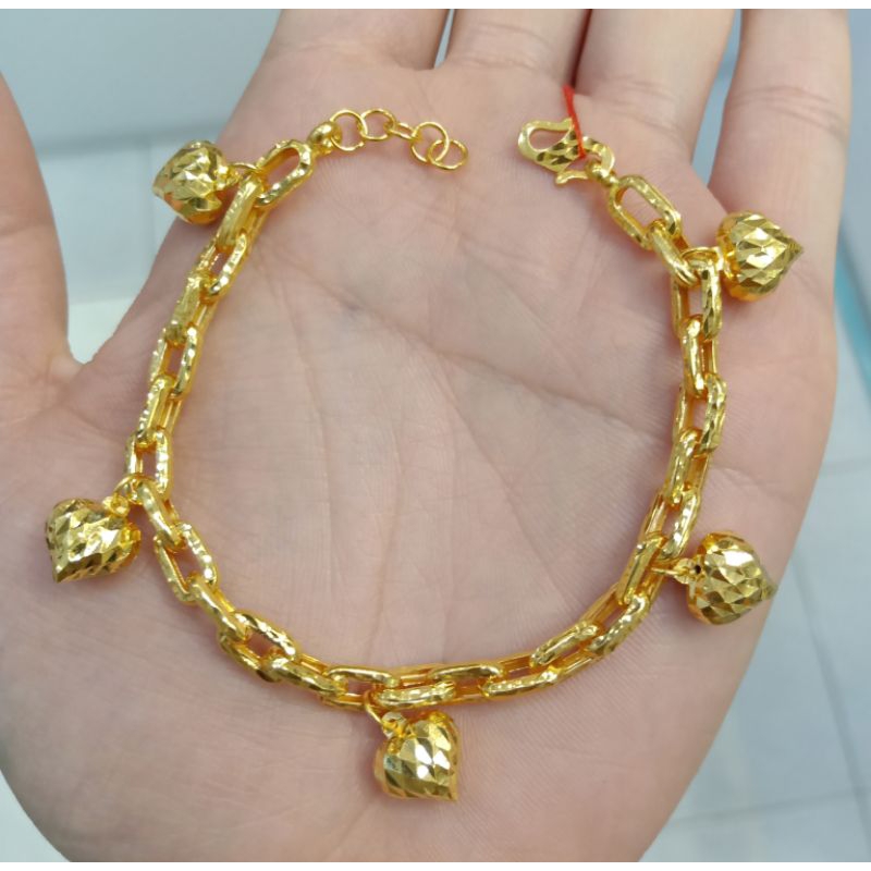 🌈 Exclusive 916 Dangle Gold Bracelet/Gelang Tangan Sauh Gantung Love ...