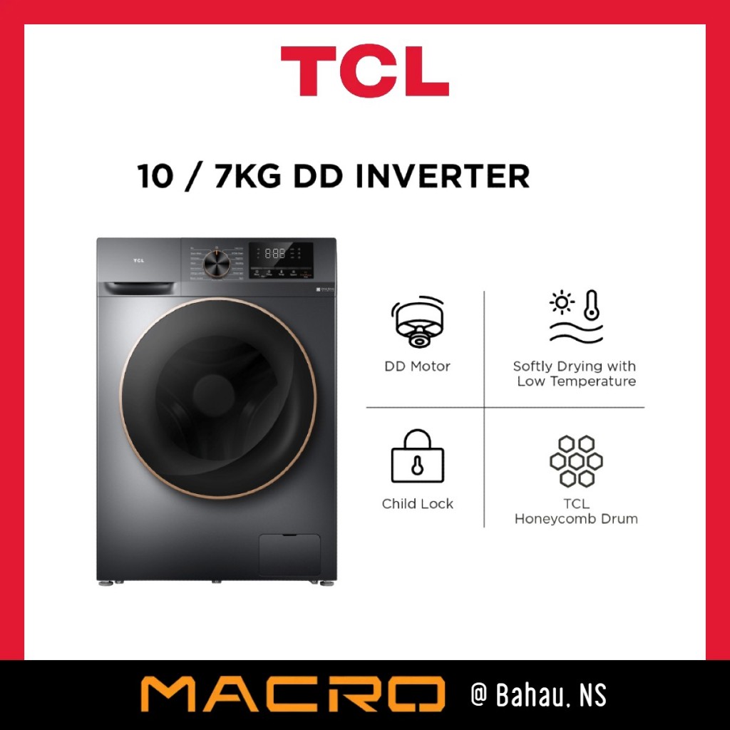 TCL 10/7KG Washer & Dryer 2 In 1 DD Inverter TWF100-N12312EHA07e ...