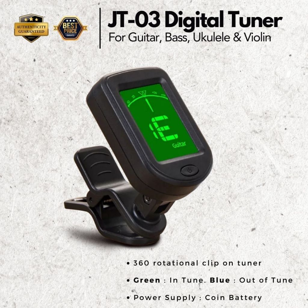 Guitar Clip On Tuner / Guitar Tuner/ Guitar Tune JT03 and JT02 | Shopee ...