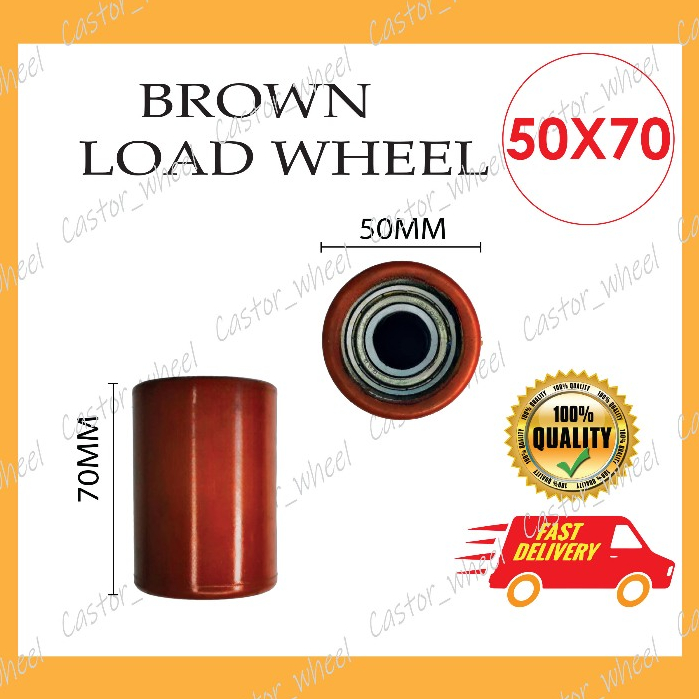50X70 BROWN LOAD WHEEL/ HAND PALLET TRUCK / PU LOAD WHEEL C/W BEARING ...