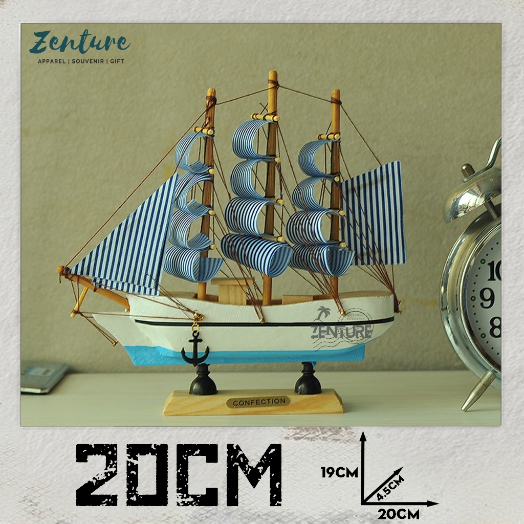 [DECOR] Zenture 20CM Wooden Mediterranean Sailing Ship Mediterranean ...