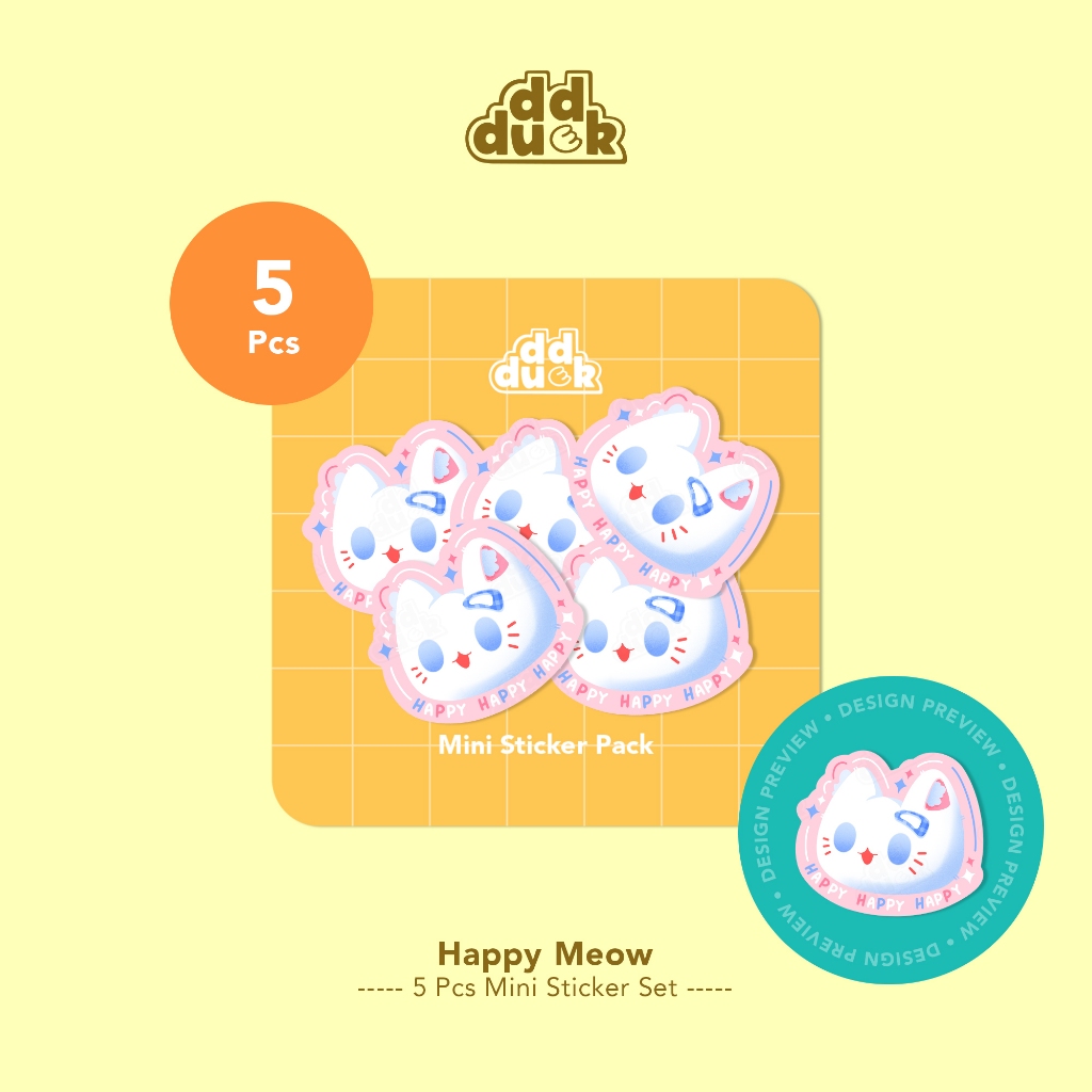 Happy Meow Mini Sticker Set | PP Sticker Material | Waterproof Diecut ...