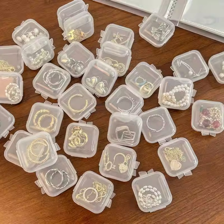 10pc Mini Portable Plastic Storage Boxes transparent jewelry box ear ...