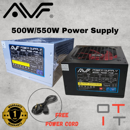 AVF 500W 500Watt 550W 550Watt Computer Standard ATX Power Supply PSU ...
