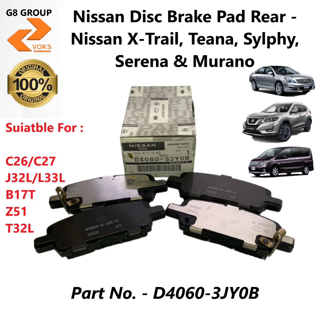 Nissan Disc Brake Pad Rear - Nissan X-Trail, Serena, Teana, Sylphy ...