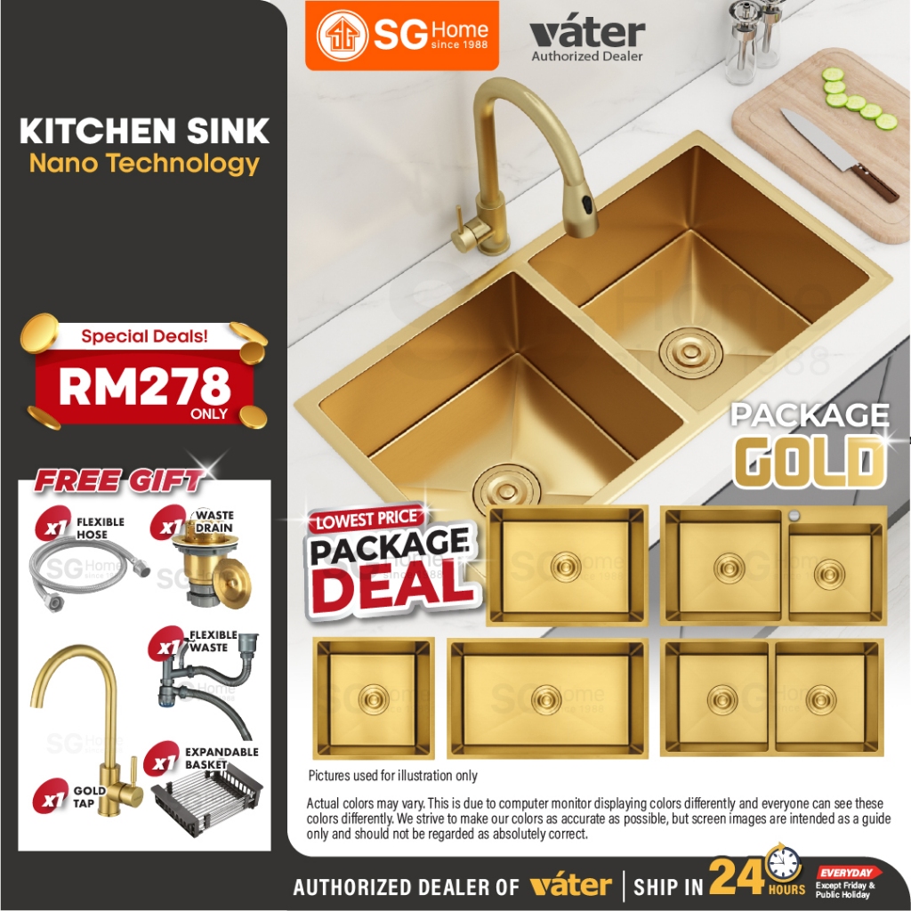 [LOWEST PRICE]Vater Premium 45/60/75/86 Nano Sink GOLD Series Stainless ...