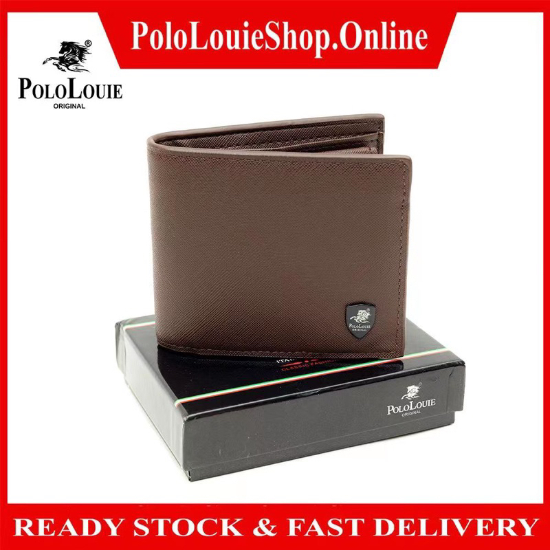 Original Polo Louie Men Cross-Grain Leather Trifold Wallet Smart Dompet ...
