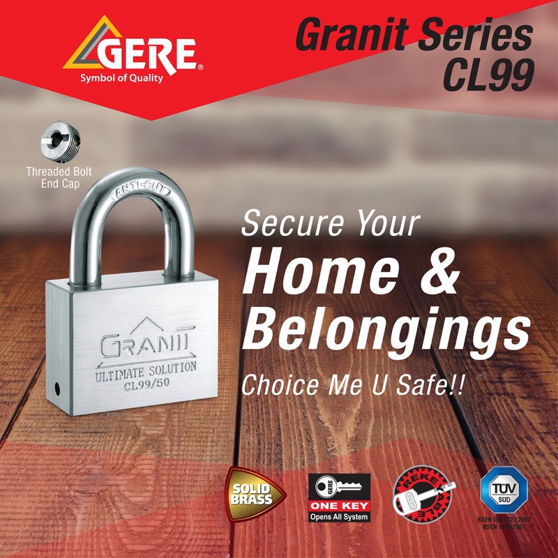 (CLEARANCE SALE) GERE GRANIT Heavy Duty Anti Cut Safety Padlock ...