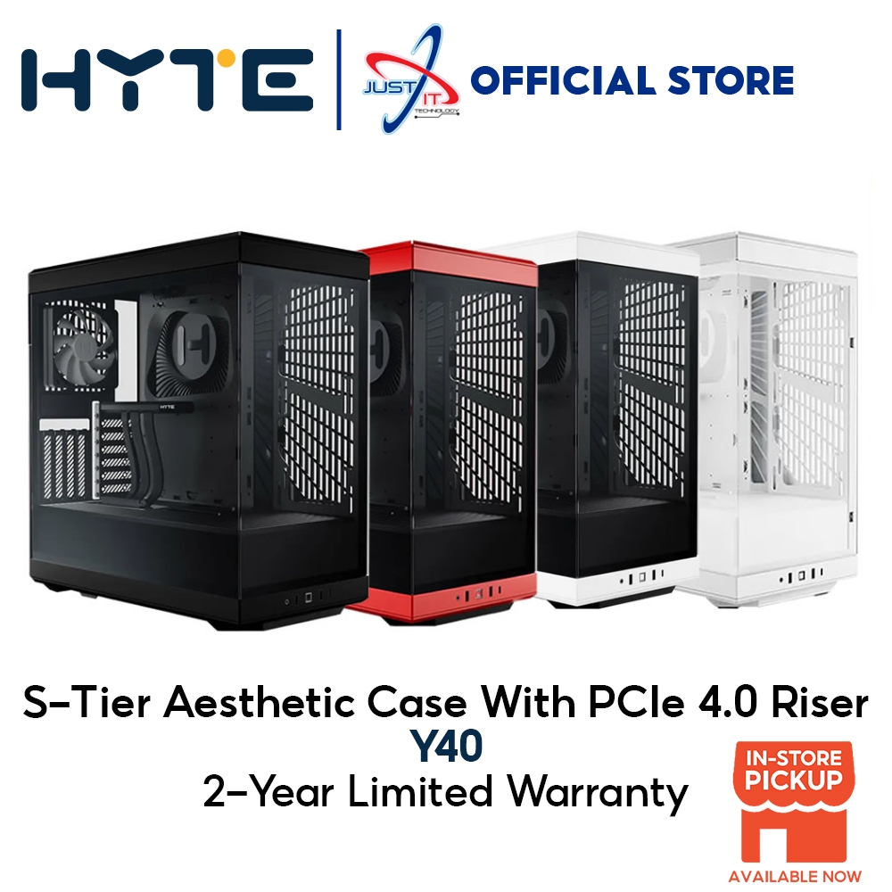 HYTE Y40 S-Tier Aesthetic Case With PCIe 4.0 Riser (BLACK / RED / WHITE ...