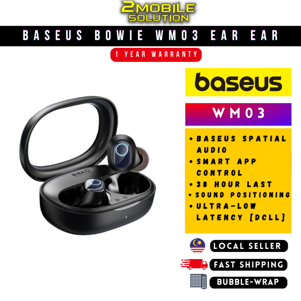 BASEUS BOWIE WM03 True Wireless Earbud [Spatial Audio I 38hour Battery Last I Ulta-Low Latency I ...