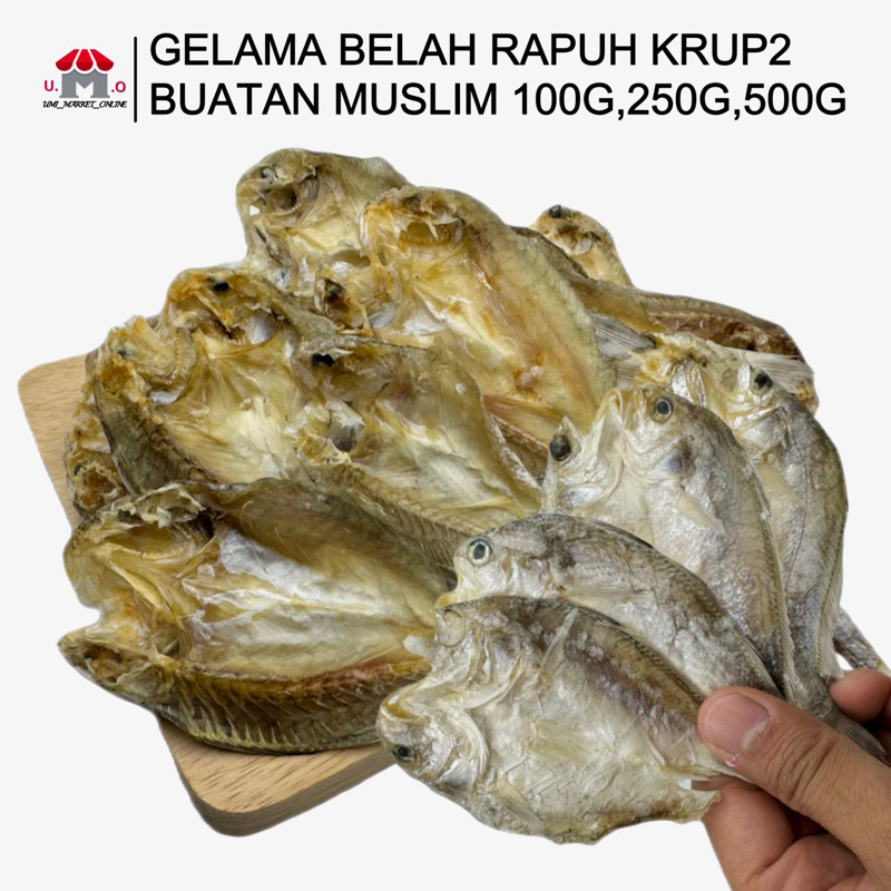 ikan gelama kering belah rapuh krup2 buatan muslim 100g,250g,500g ...