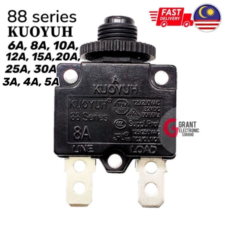 KUOYUH Resettable Thermal Switch Overload Protector AC125/250V 3A 4A 5A ...