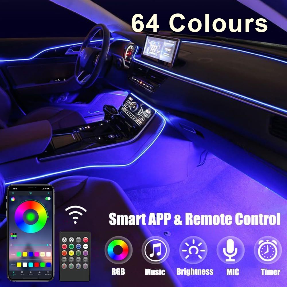 5/6/9/10 in 1 RGB LED Atmosphere Car Light Interior Ambient Light Fiber ...