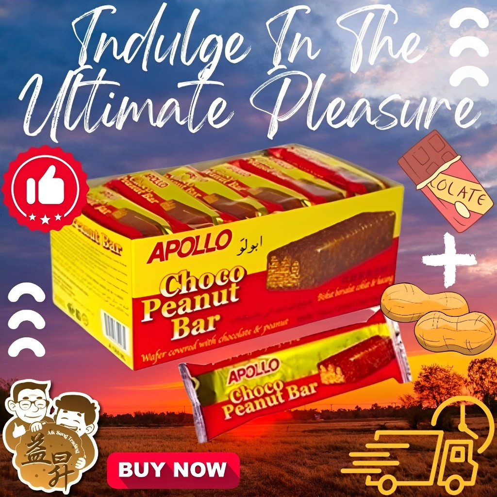 36 pcs x 17gm - Apollo Choco Peanut Bar 阿波罗花生哈士 🍫🍫 | Shopee Malaysia