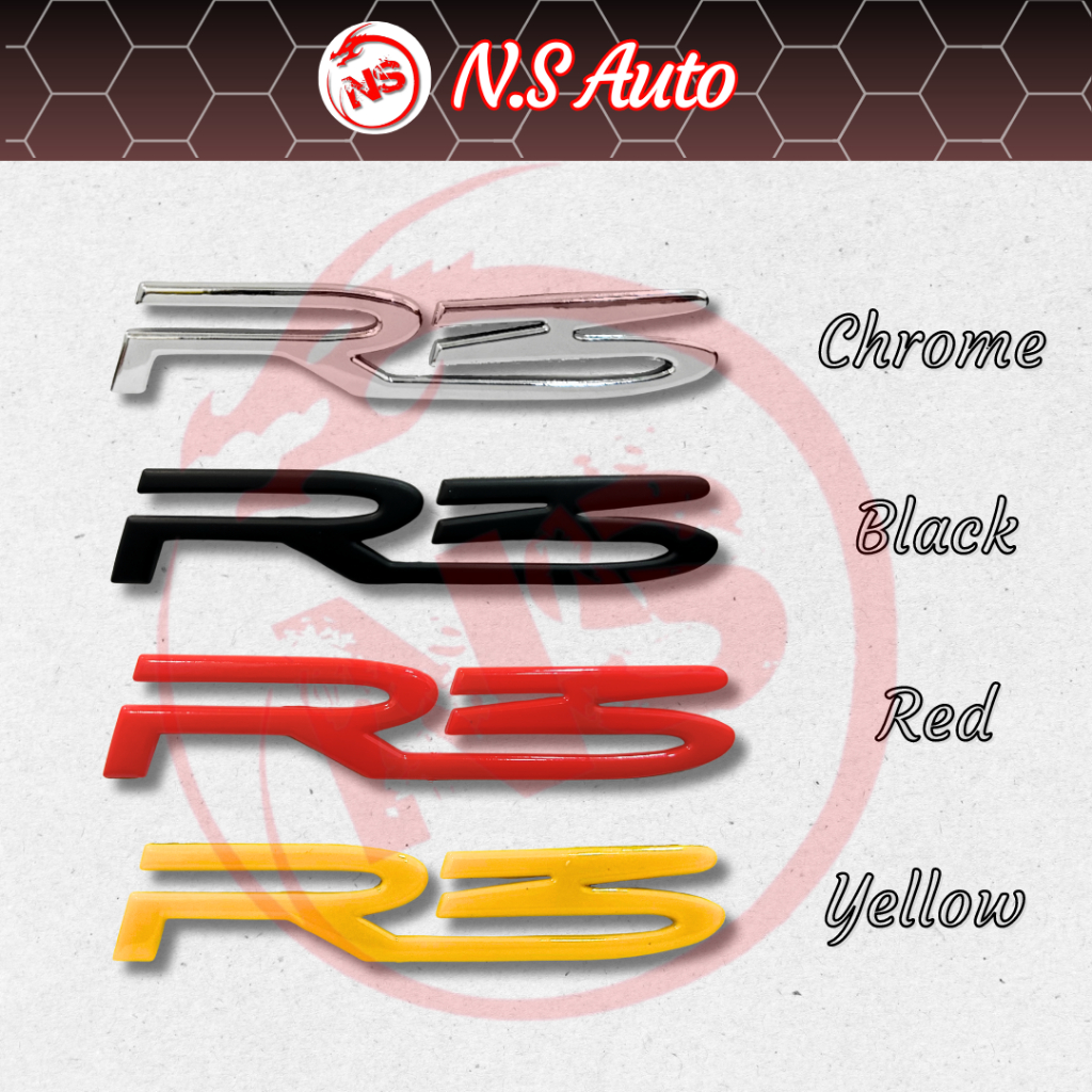 R3 Emblem Logo Chrome Red Black Yellow Silver ABS Plastic with double ...