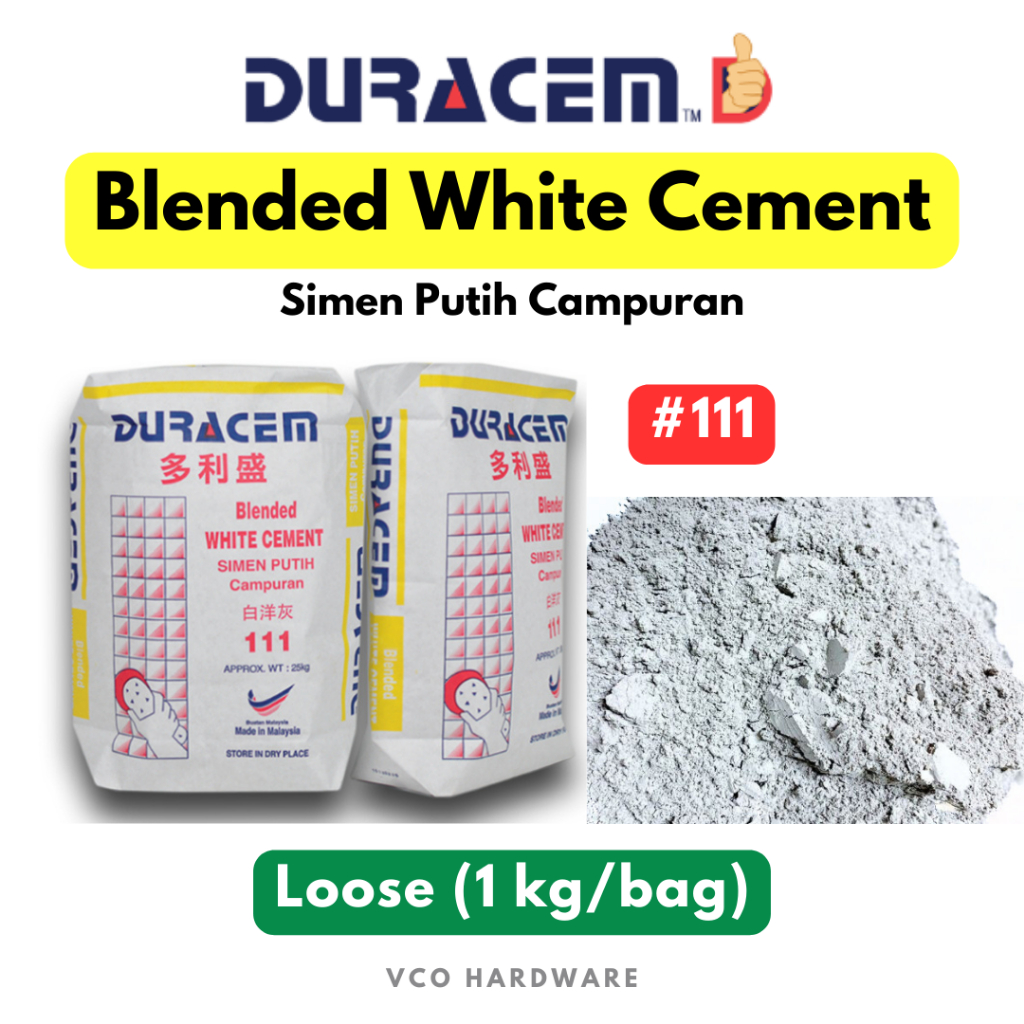 [1 KG] Duracem Blended White Cement/ Simen Putih Campuran / Repack ...
