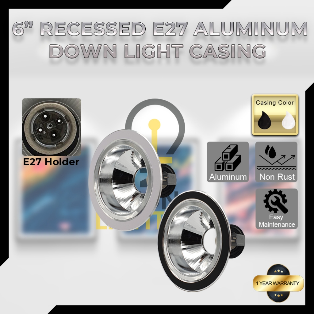 6-inch E27 LED Down Light/Ceiling Light [Recessed Type] Round Casing ...