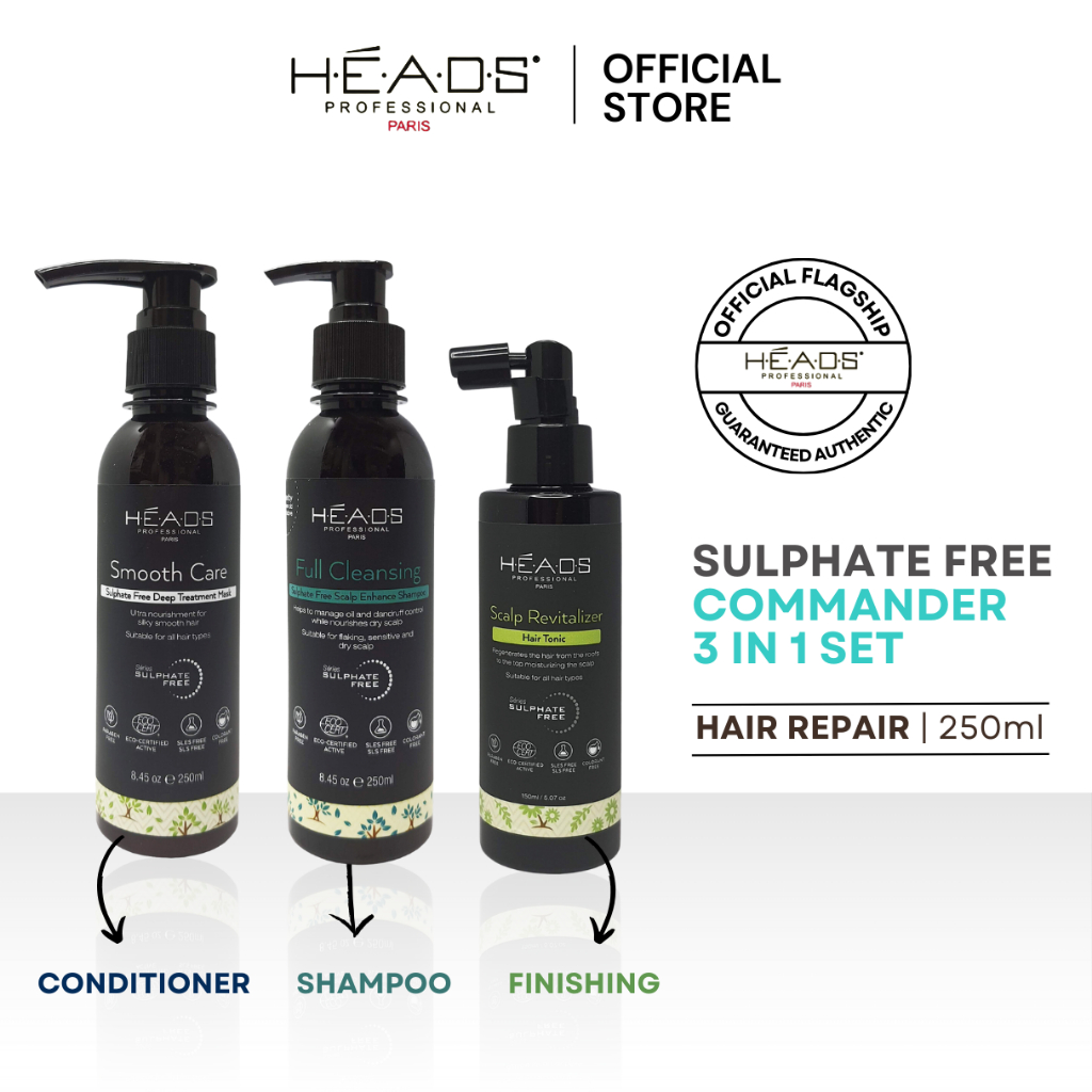 HEADS Sulphate Free Hair Shampoo Set for Anti-Hair Loss Dandruff Repair ...