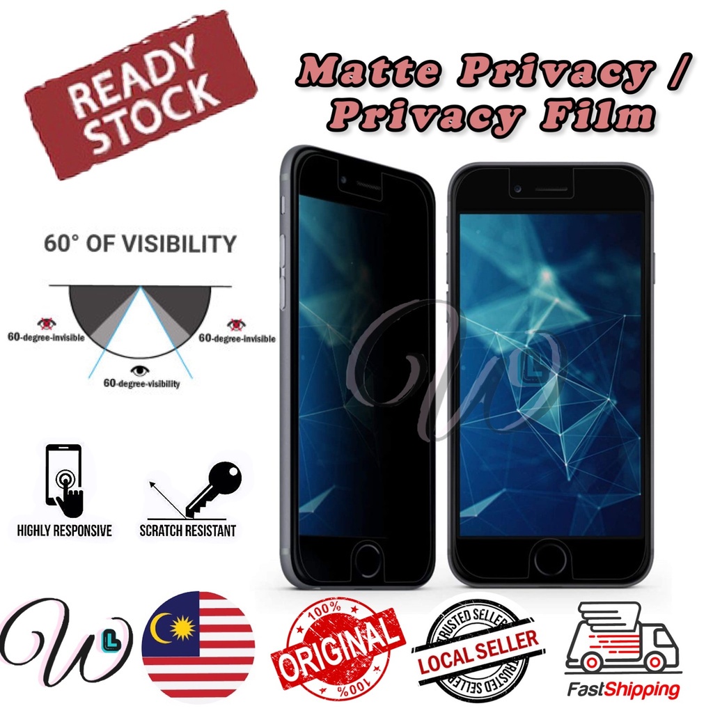 Vivo iQOO Z6 / Z6x / Lite / Pro / 44W Privacy / Matte Privacy Screen Protector | Shopee Malaysia