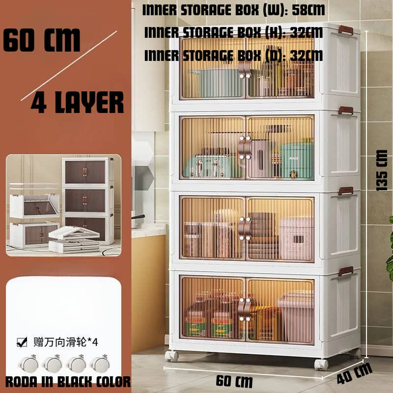 VARIOUS 1/2/3/4/5 Layers Multipurpose Double Sided Opening Storage Cabinet Foldable/Stackable ...