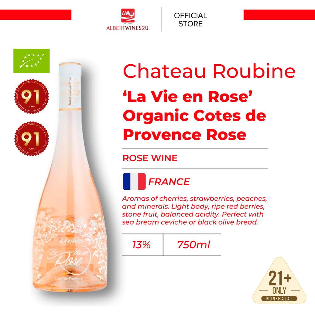 Chateau Roubine La Vie en Rose Organic Cotes de Provence Rose (750ml ...