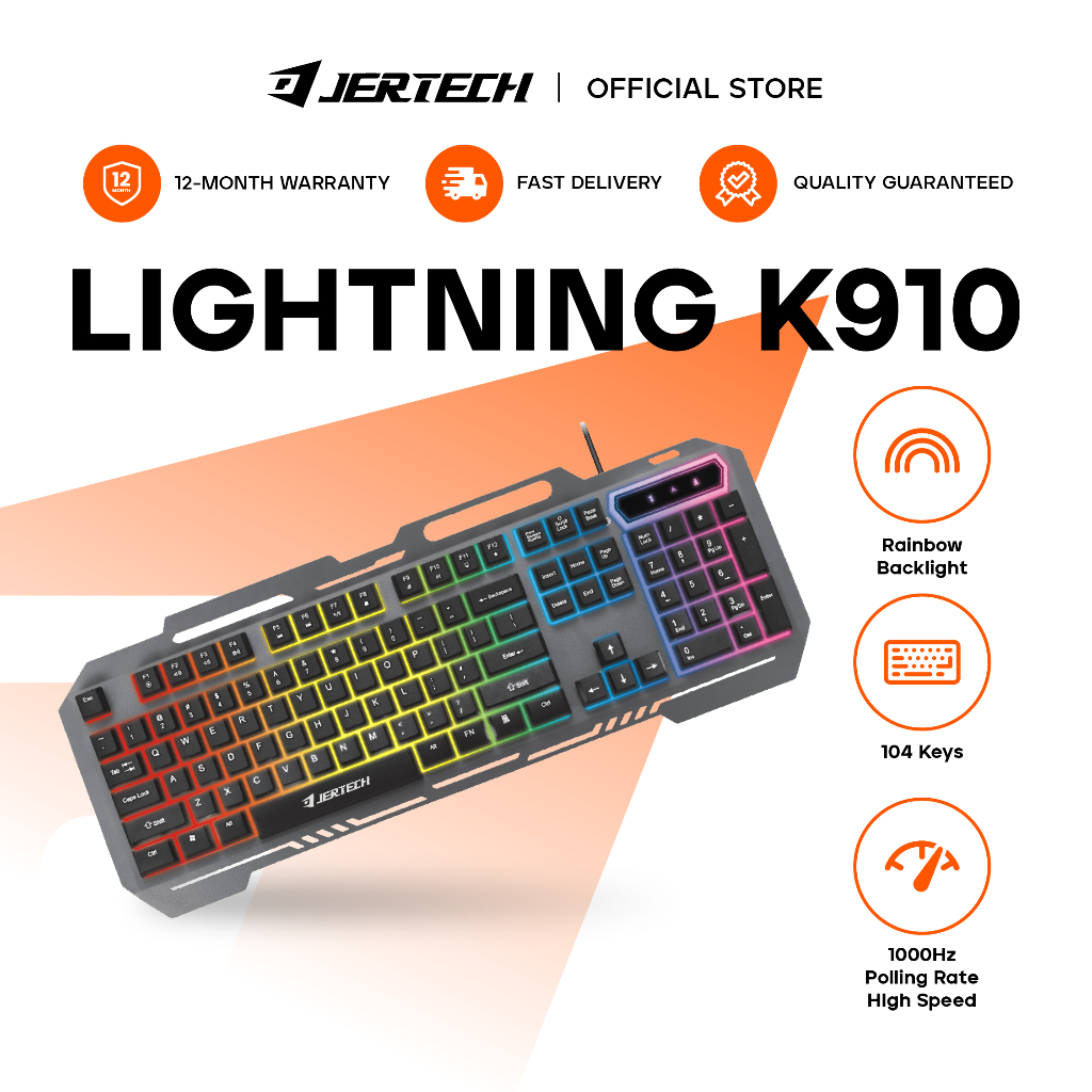 Jertech K910 Lightning Metal LED Light Gaming Keyboard | Shopee Malaysia