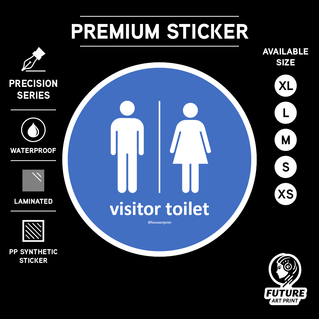 Toilet Restroom Tandas. Premium Sticker Round Sign Signage. Blue Color ...