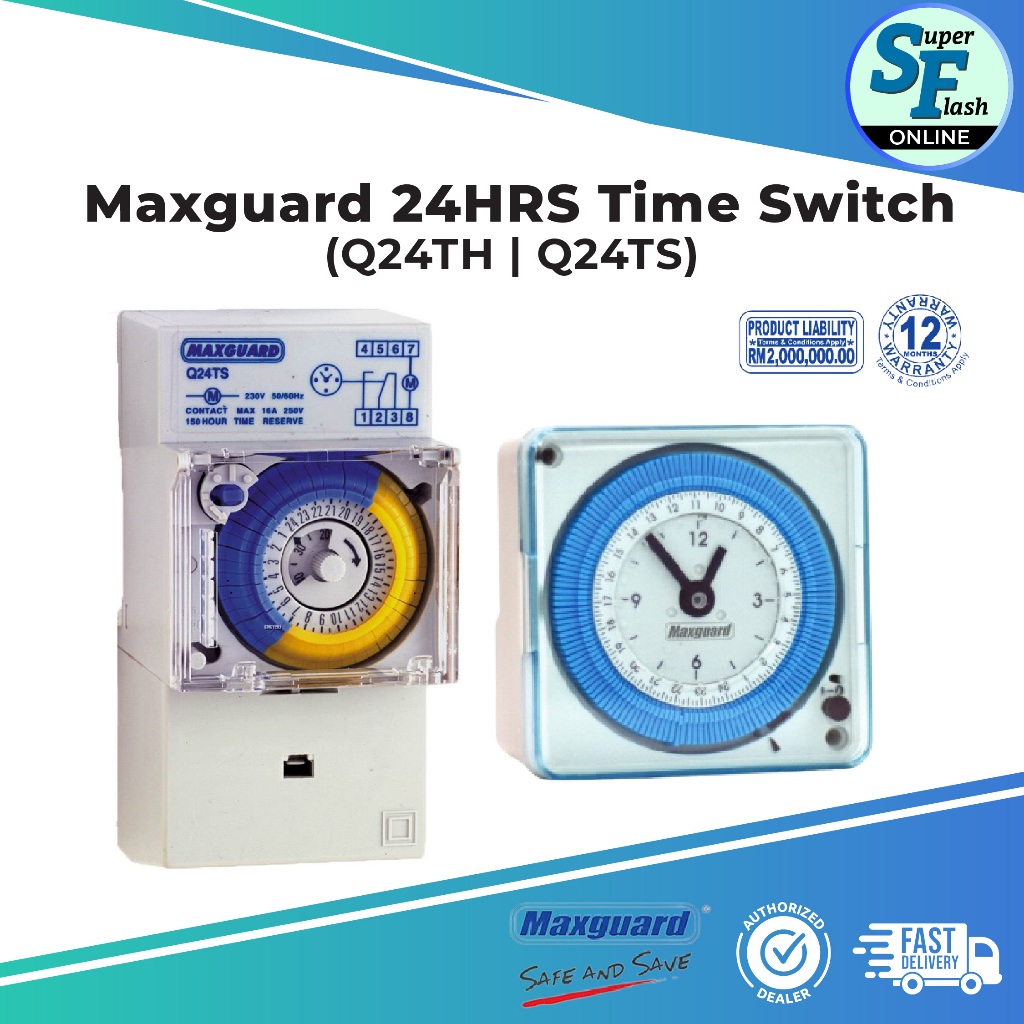Maxguard 24HRS Analog Time Switch (72X72 Q24TH) (Q24TS) | Shopee Malaysia