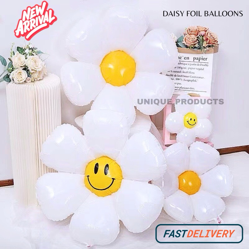 Daisy White Flower Foil Balloon Birthday Baby Shower Wedding Graduation ...