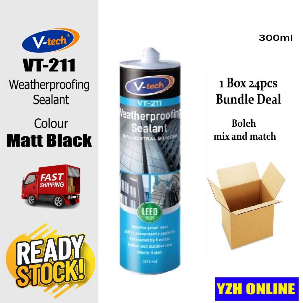 Vtech Silicone VT-211 Matt Black Weatherproofing Sealant - Ultimate Outdoor Protection with a ...