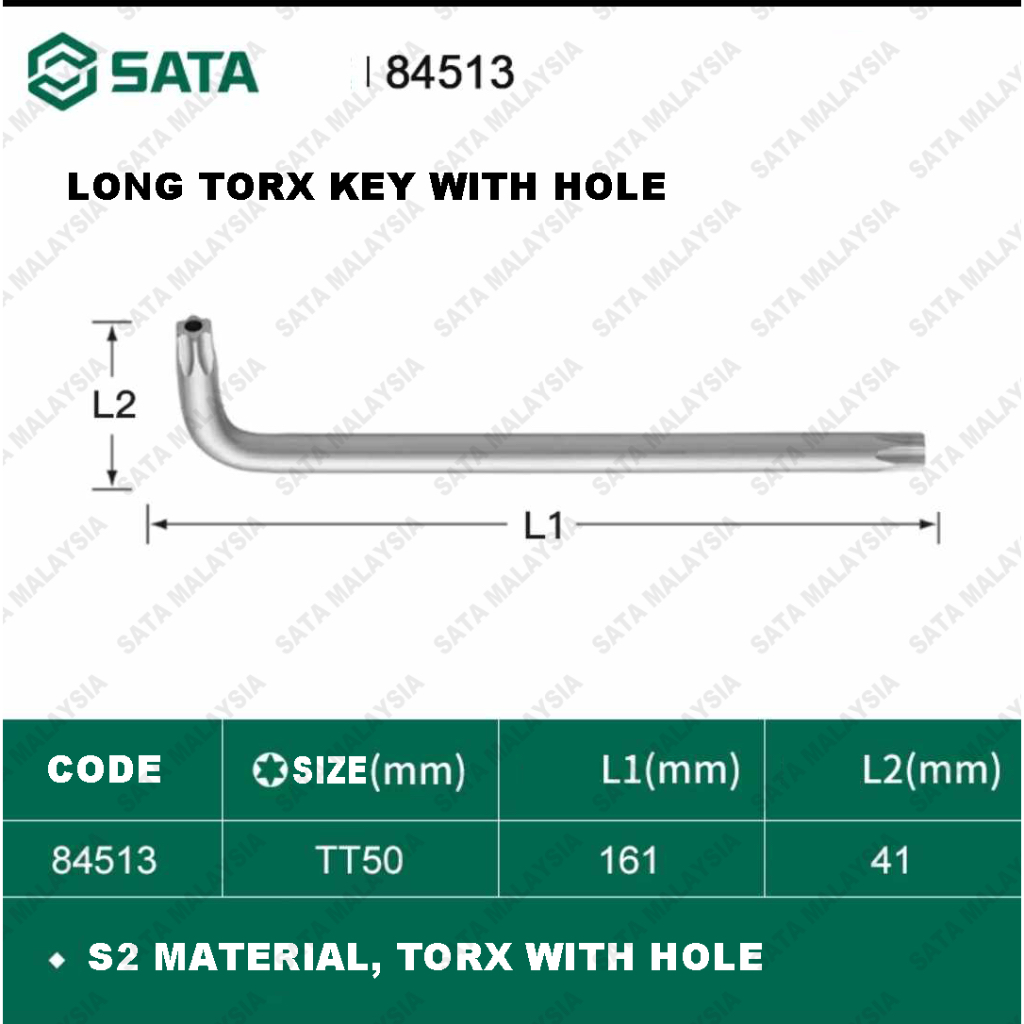 SATA Long Torx Allen Key with Hole Resistorx T10-T50 Torx Key S2 Sata ...