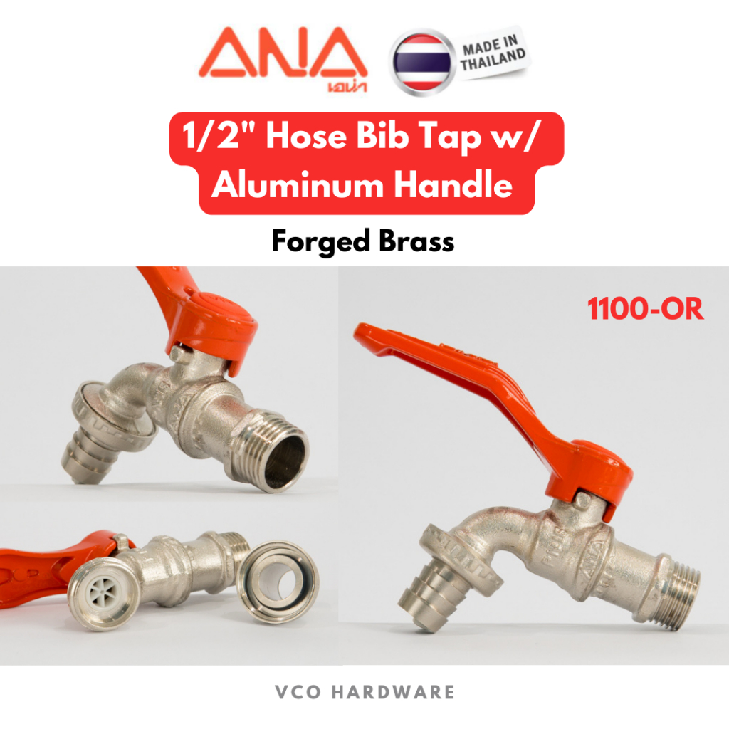 ANA Thailand 1/2" Hose Bib Tap with Aluminum Handle Forged Brass / 1100 ...