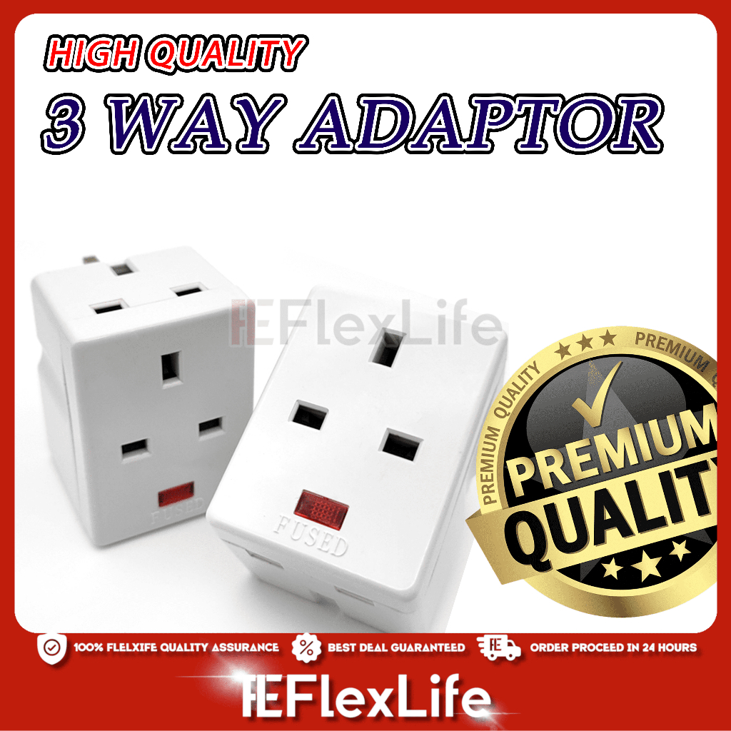 SIRIM 3way adapter plug adaptor plug travel 3 way plug adapter 3 pin ...