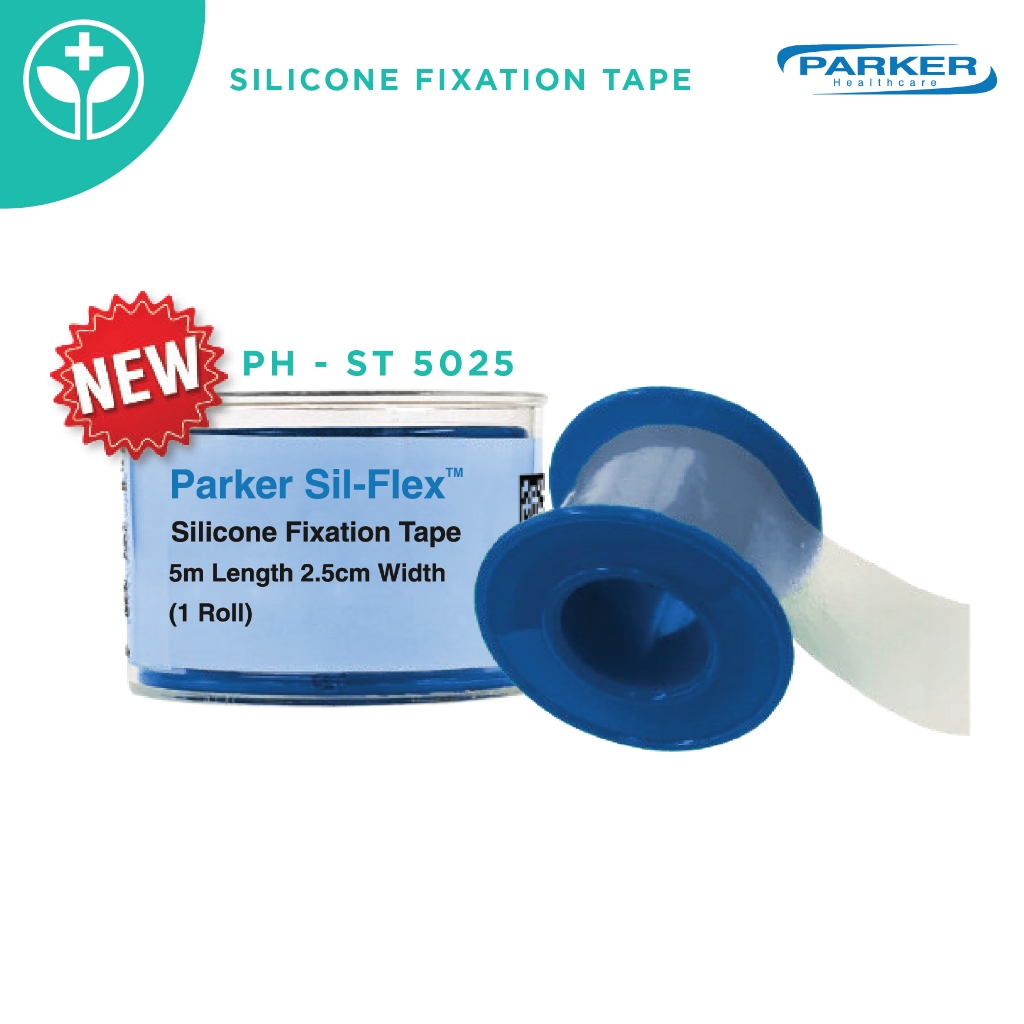 Parker Sil-Flex- Silicone Fixation Tape - BLUE - 5 m Length Roll, 2.5 ...