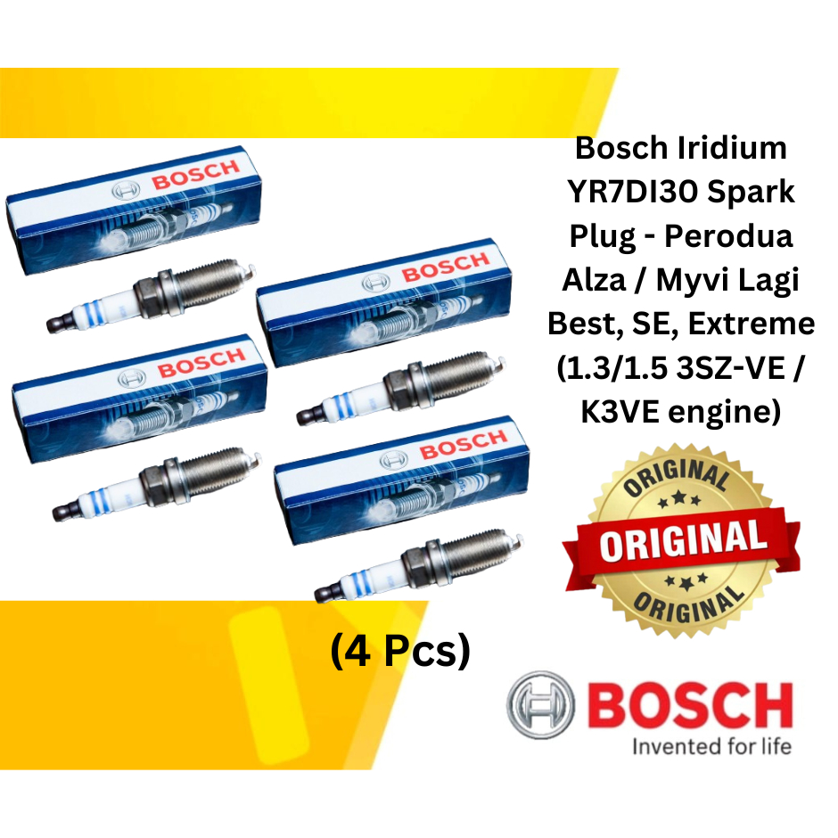 (4pcs) Bosch Iridium YR7DI30 Spark Plug - Perodua Alza / Myvi Lagi Best ...