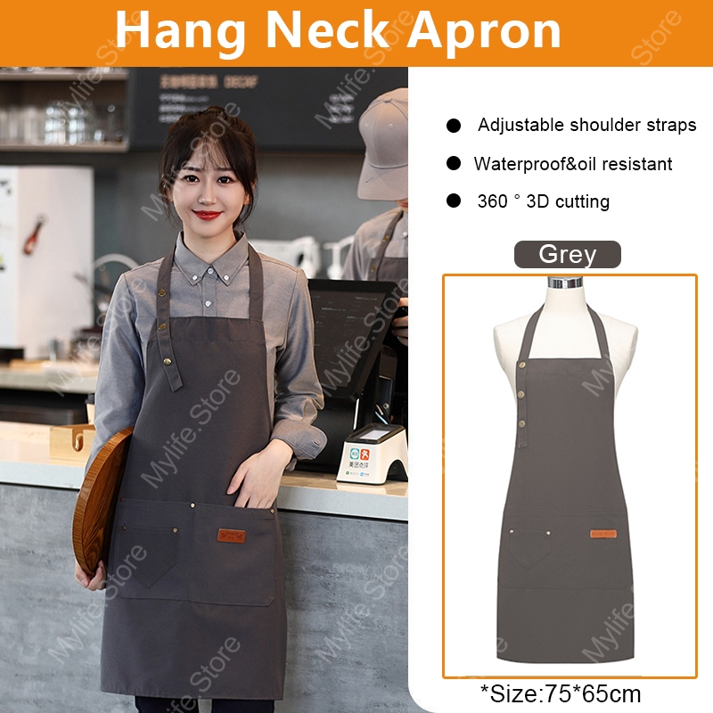 Ready Stock apron kitchen waterproof Oilproof Hang Neck Apron Cook ...