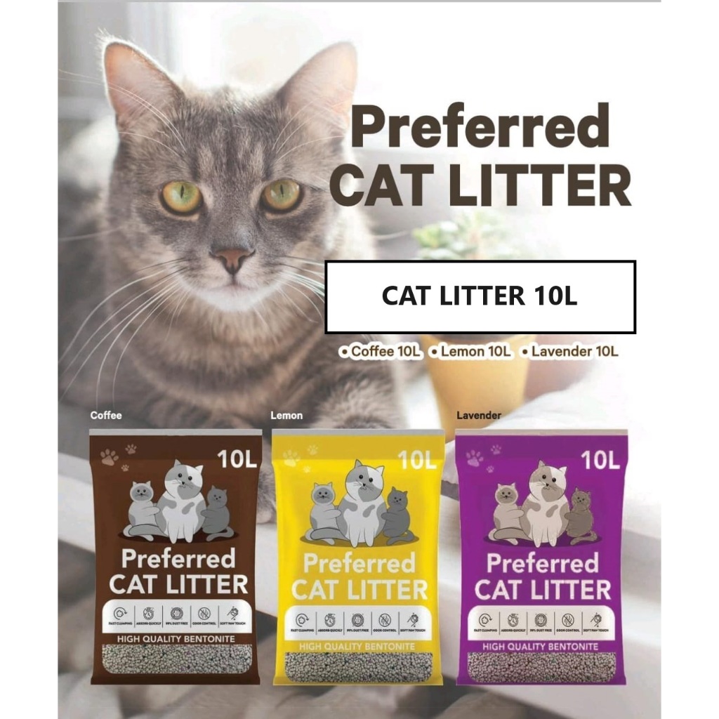 PREFERRED Natural Clumping Bentonite 10 Liters Cat Litters | Shopee ...