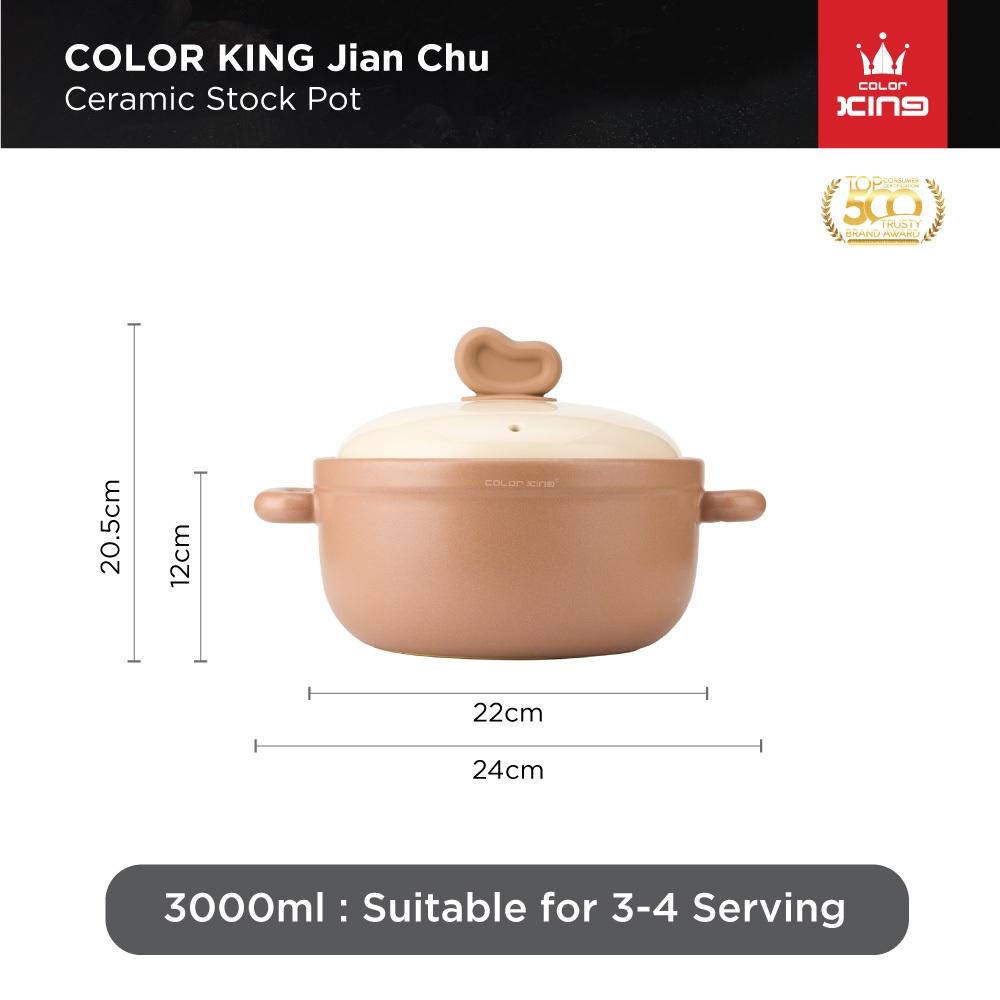 Color King JianChu 100% Ceramic Stock Pot 3000ml/ Ceramic Cookware ...
